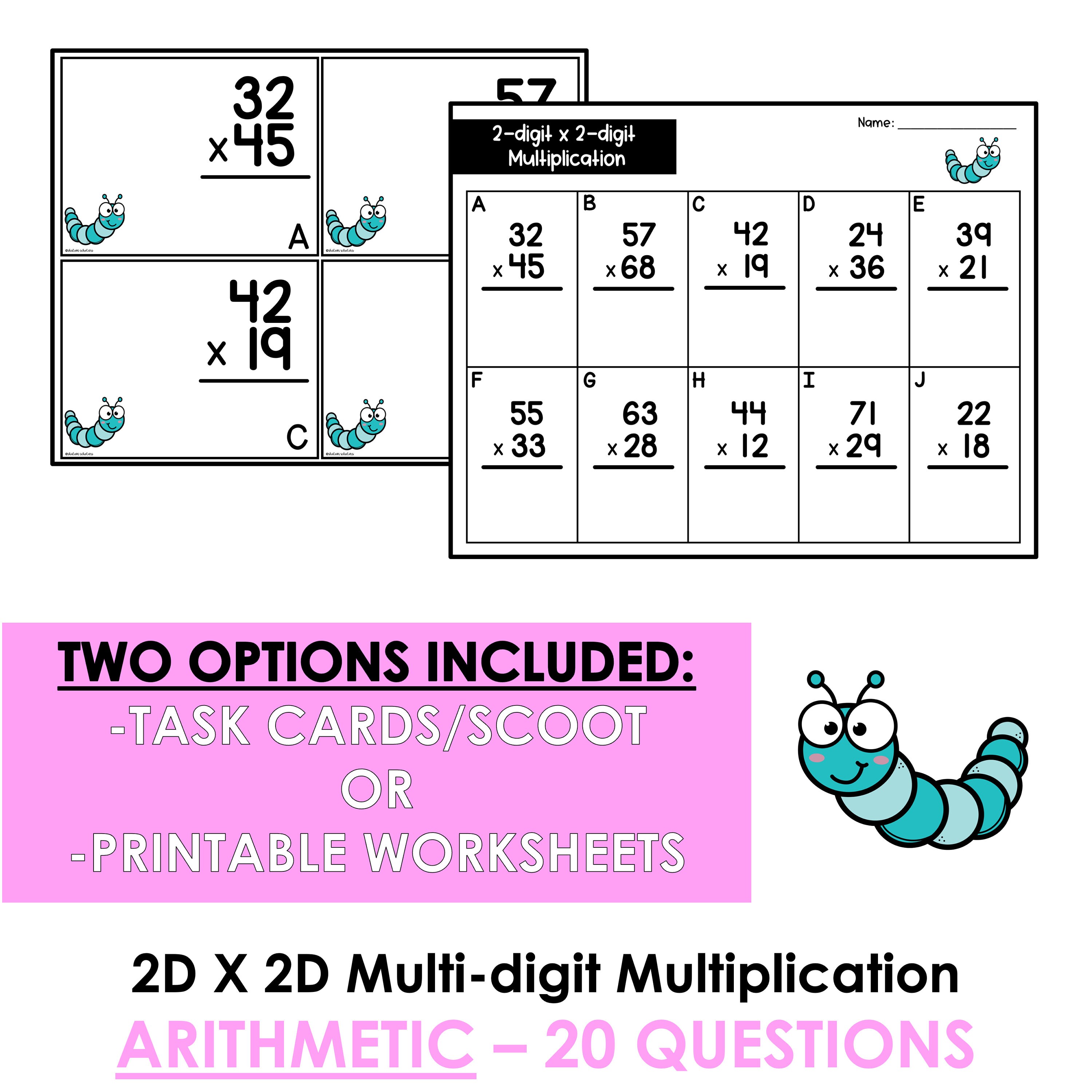 SPRING 2 Digit by 2 Digit Multiplication Word Problems and Task Cards ...