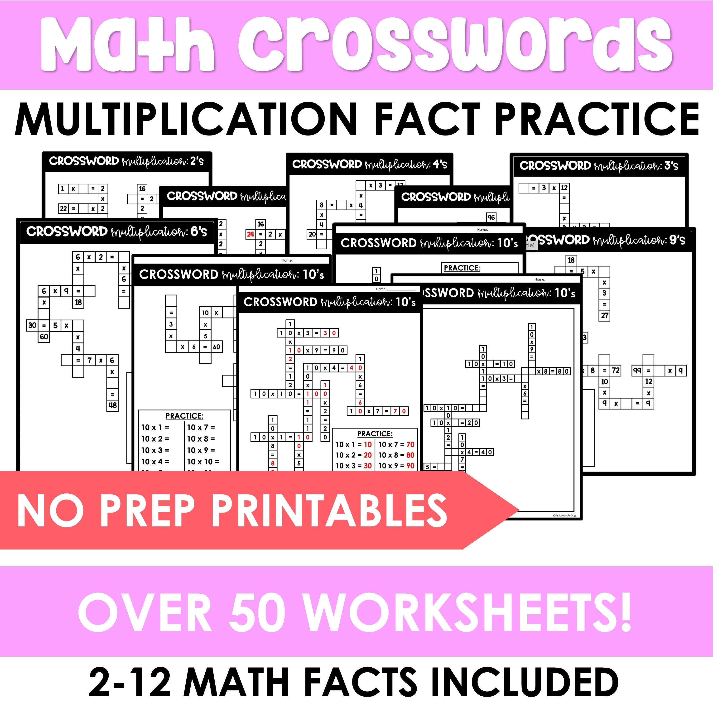 Multiplication Fact Practice Worksheets - Math Fact Fluency Activities ...