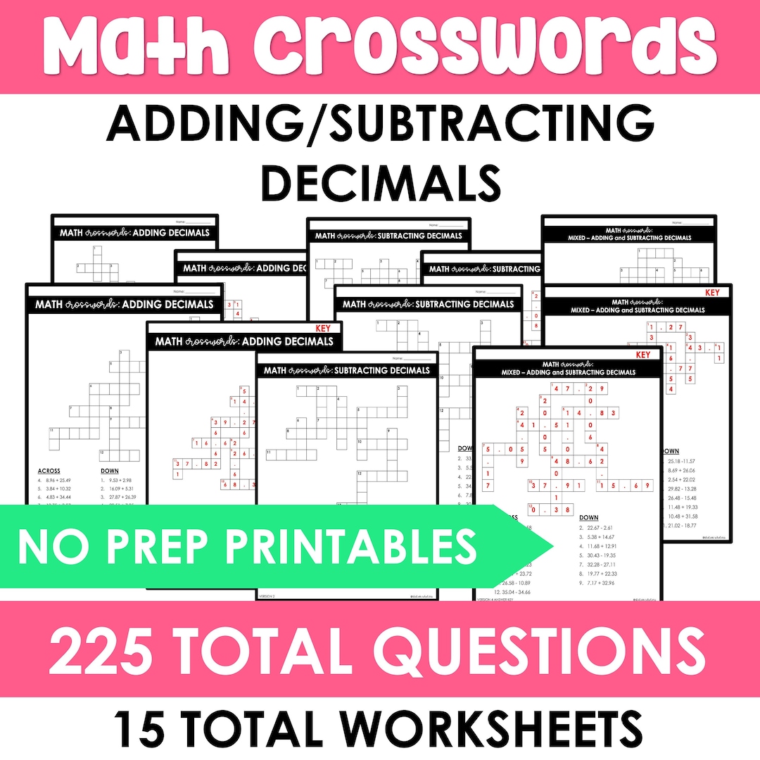 Adding and Subtracting Decimals Review Practice Activities - Etsy