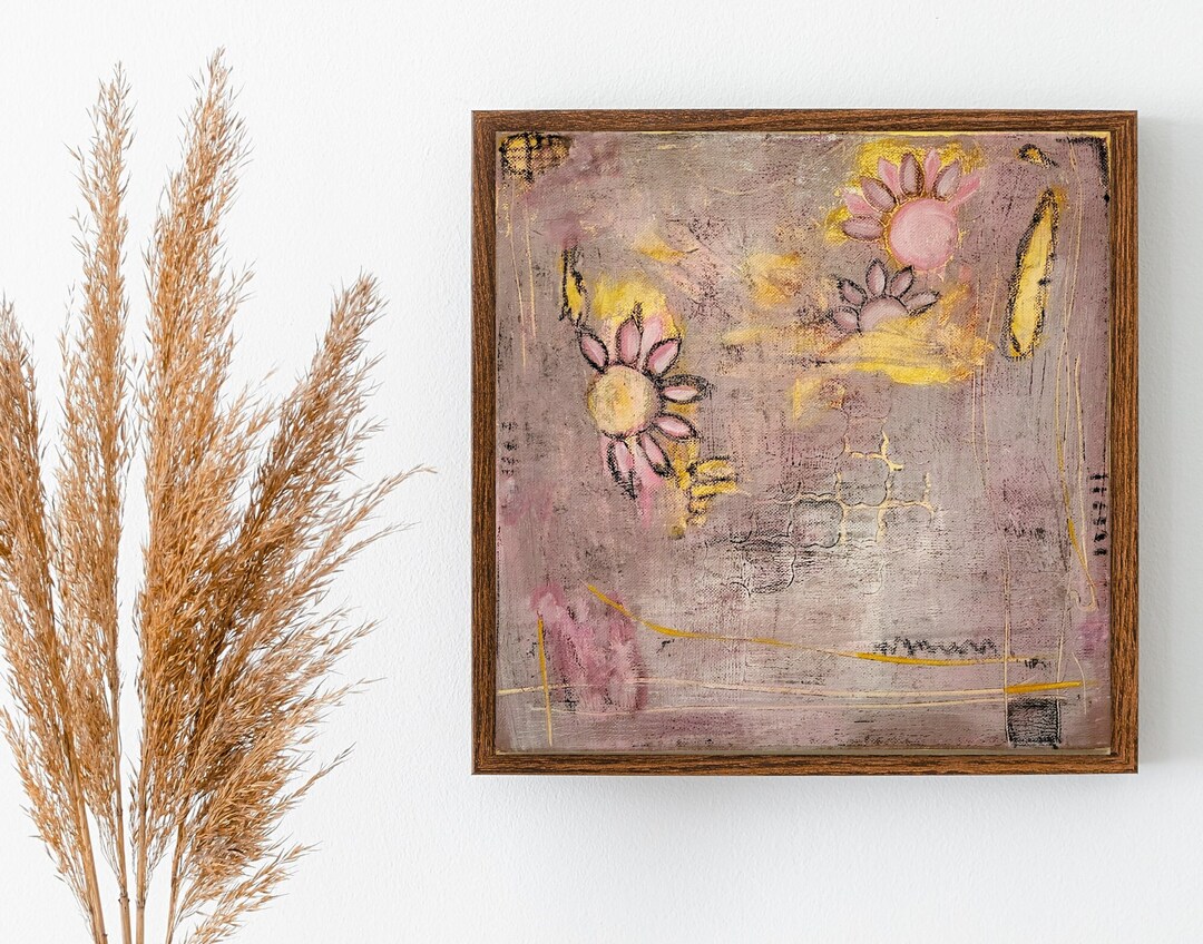Pink Floral Abstract Painting Modern Abstract Artwork - Etsy