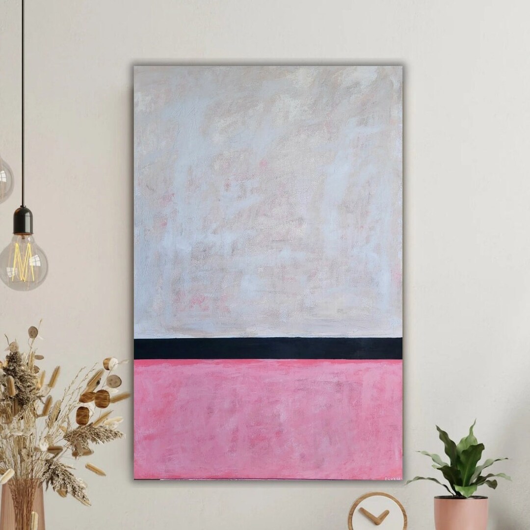 Pink Abstract Painting on Canvas Pink Original Art 24x36 Pink Painting ...