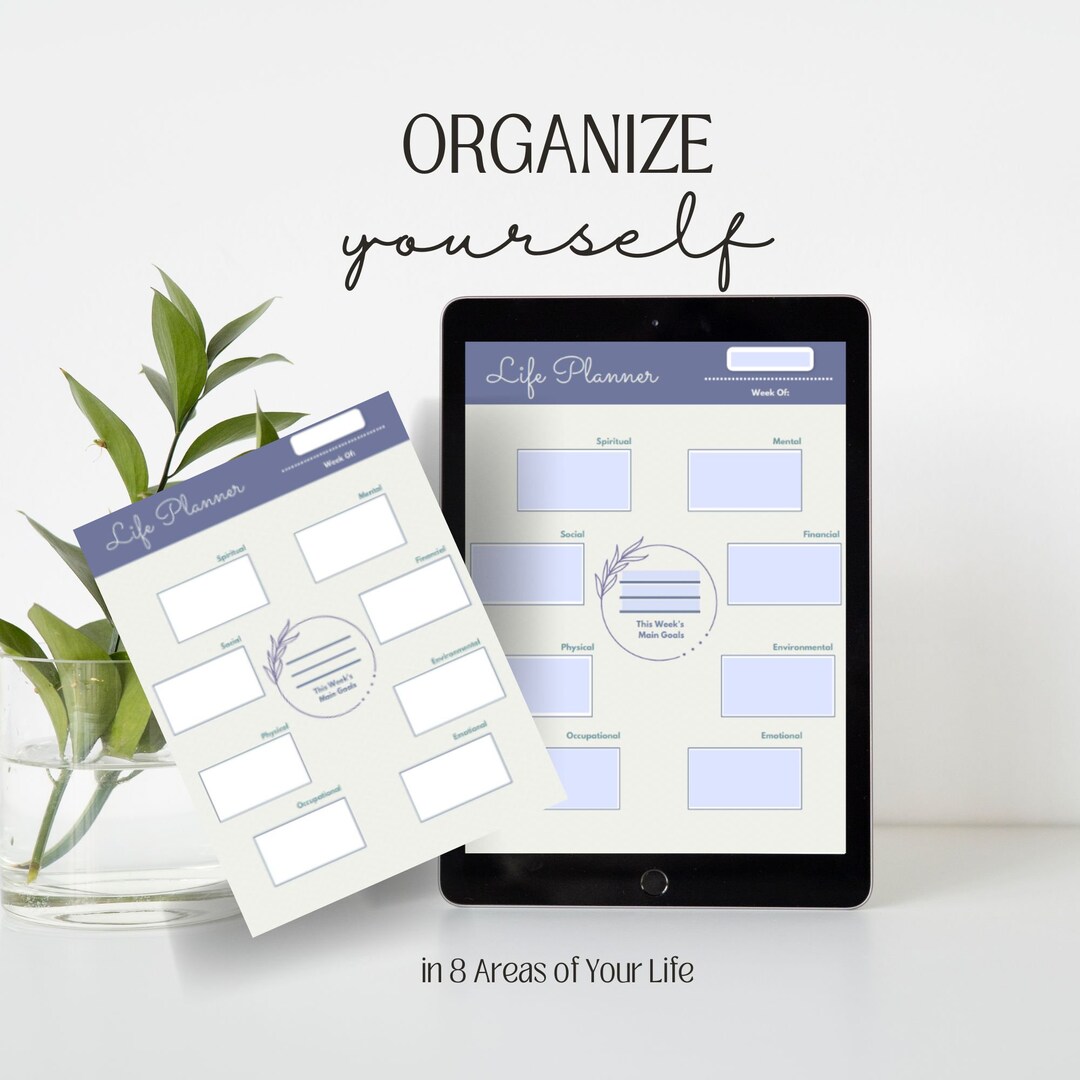 Editable Weekly Life Planner + Tips | Divided by 8 Sections | Fillable ...