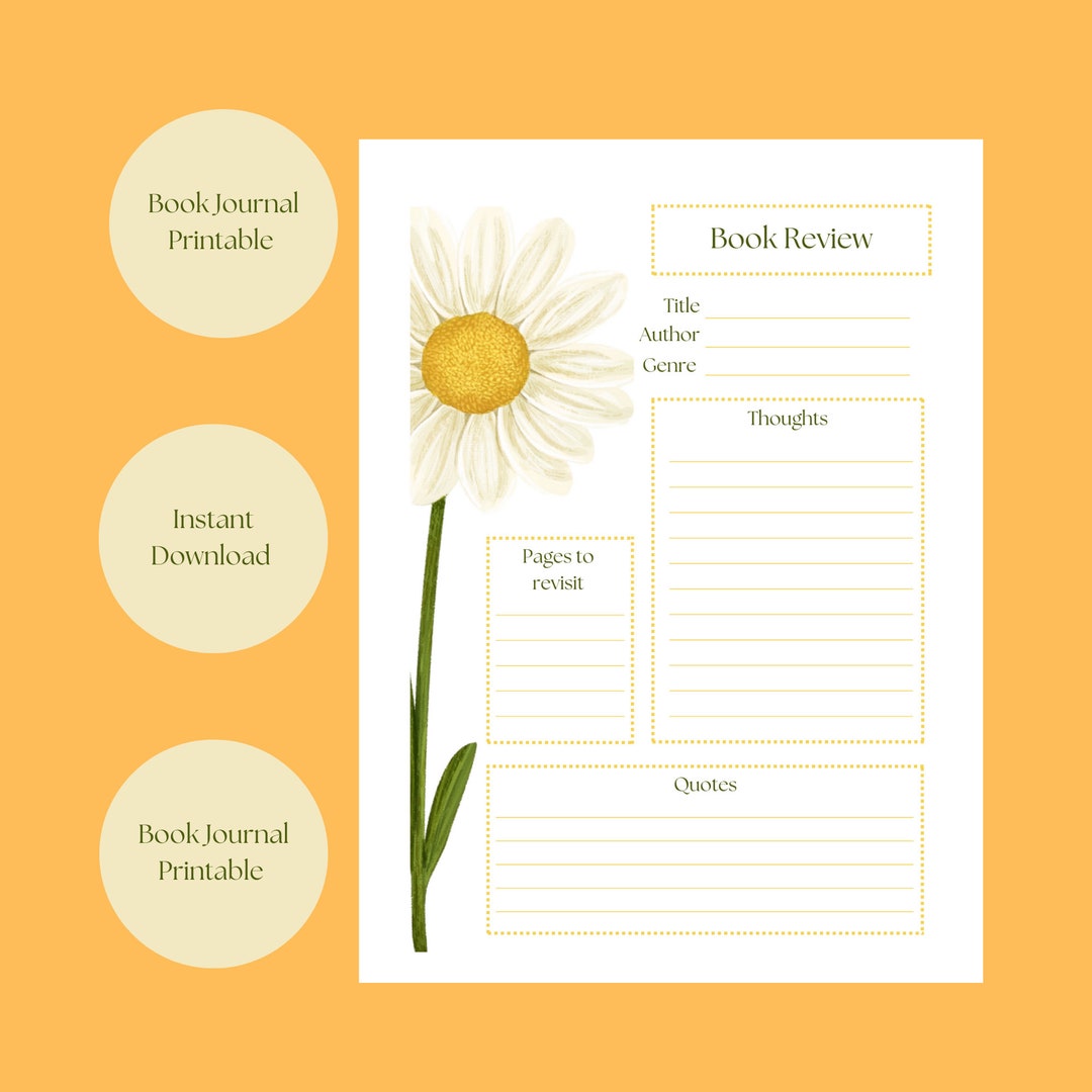 Plantilla de reseña de libros: descarga digital instantánea, diario de ...