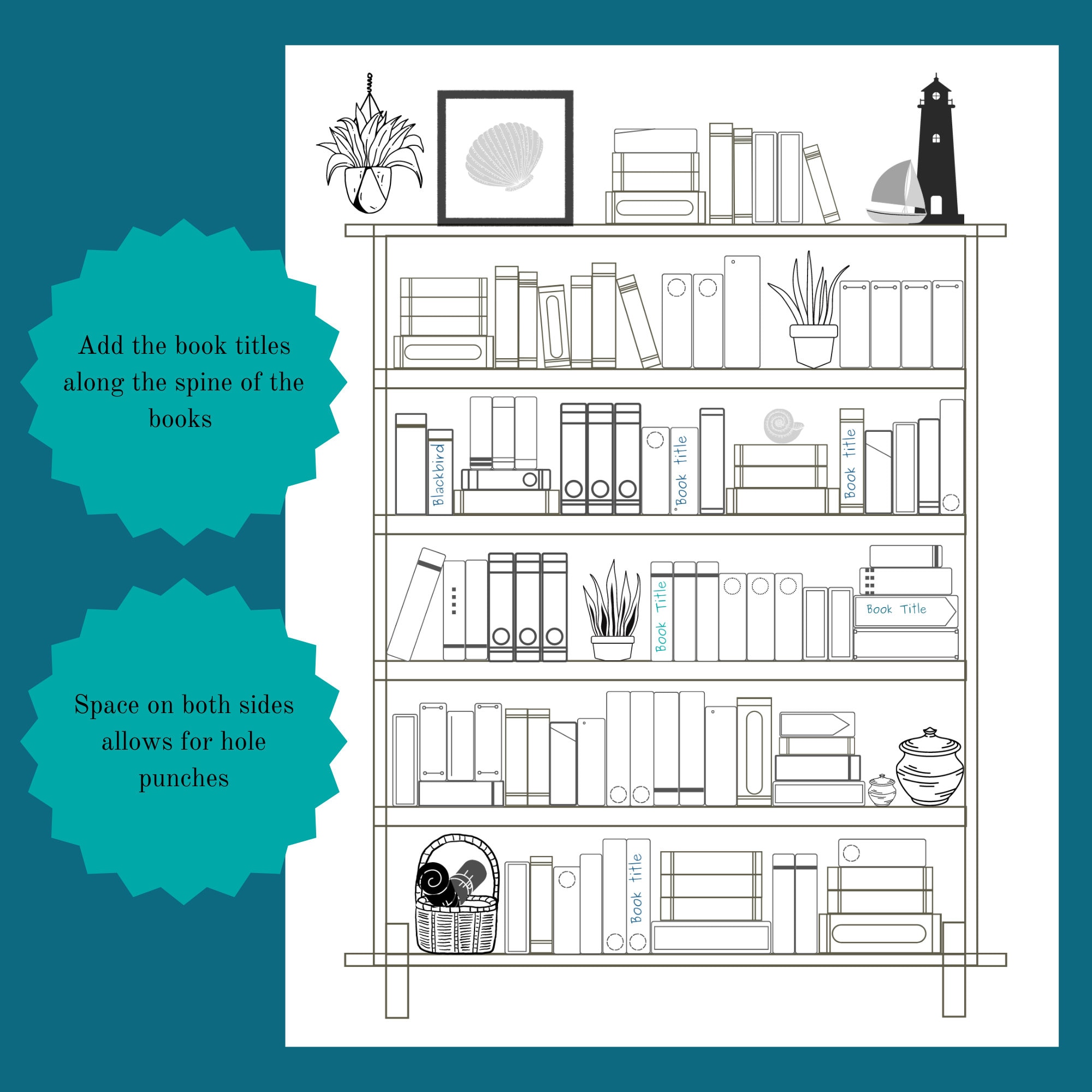 Bookshelf Reading Log Template L Book Review Printable L Book Journal L ...