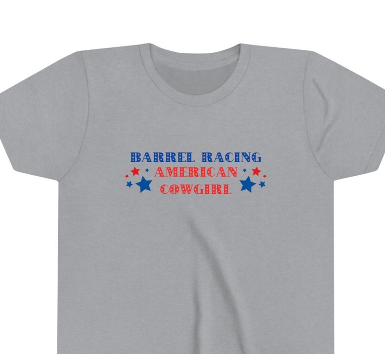 Barrel Racing Youth American Cowgirl Patriotic Short Sleeve Tee Sizes S ...