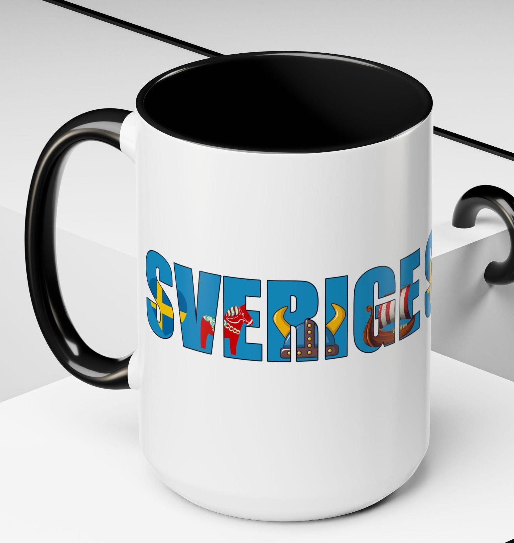 SVERIGE Coffee Mug ( 15oz), Swedish Fika, Swedish Coffee Mug, Sverige ...