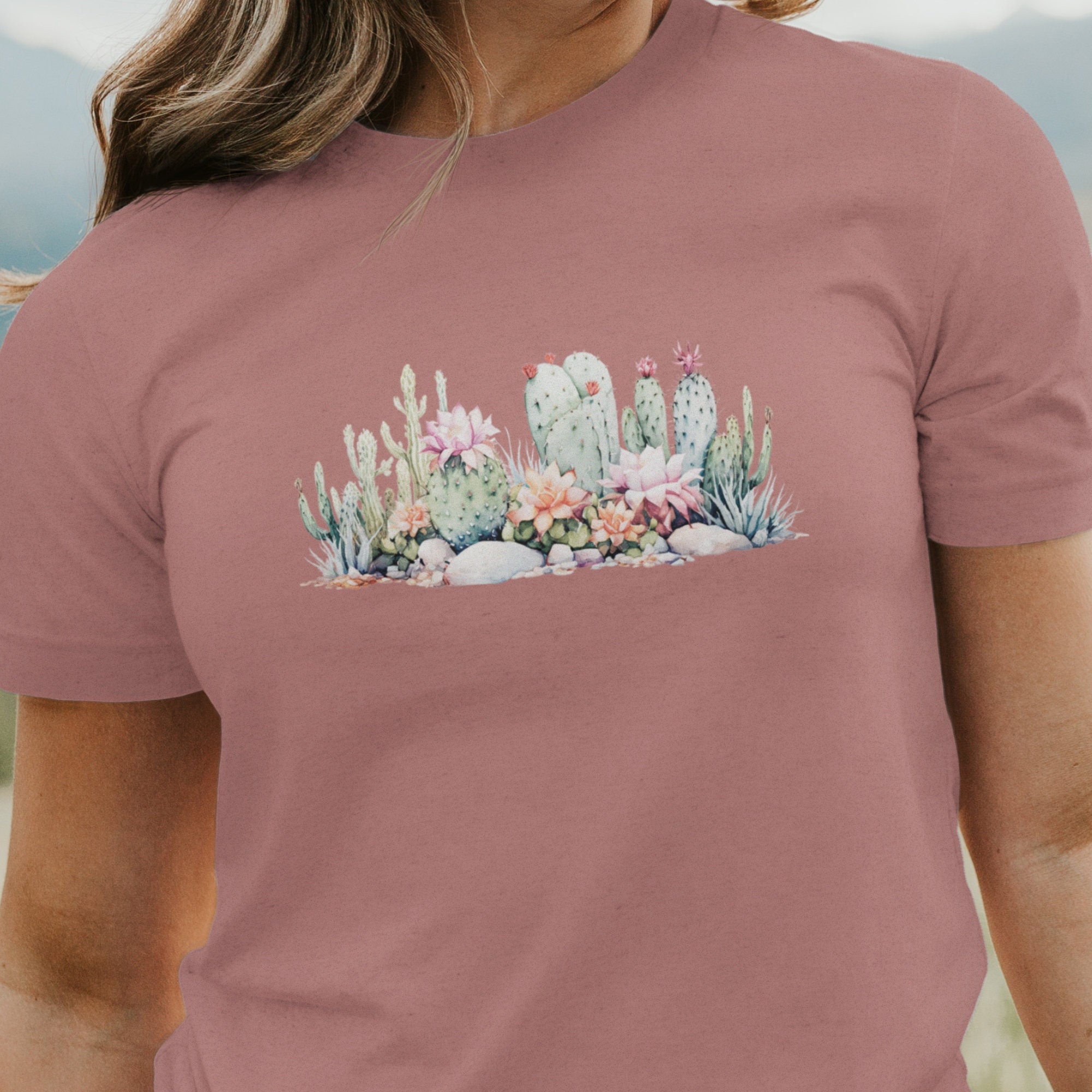 Desert Watercolor Flowering Cactus Unisex Jersey Short Sleeve Tee Sizes ...