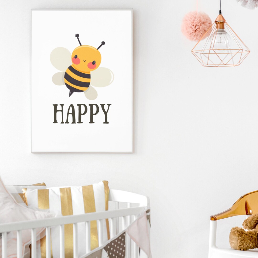 Bee Happy Inspirational Wall Art Canvas Gallery Wraps, 3 Sizes ...