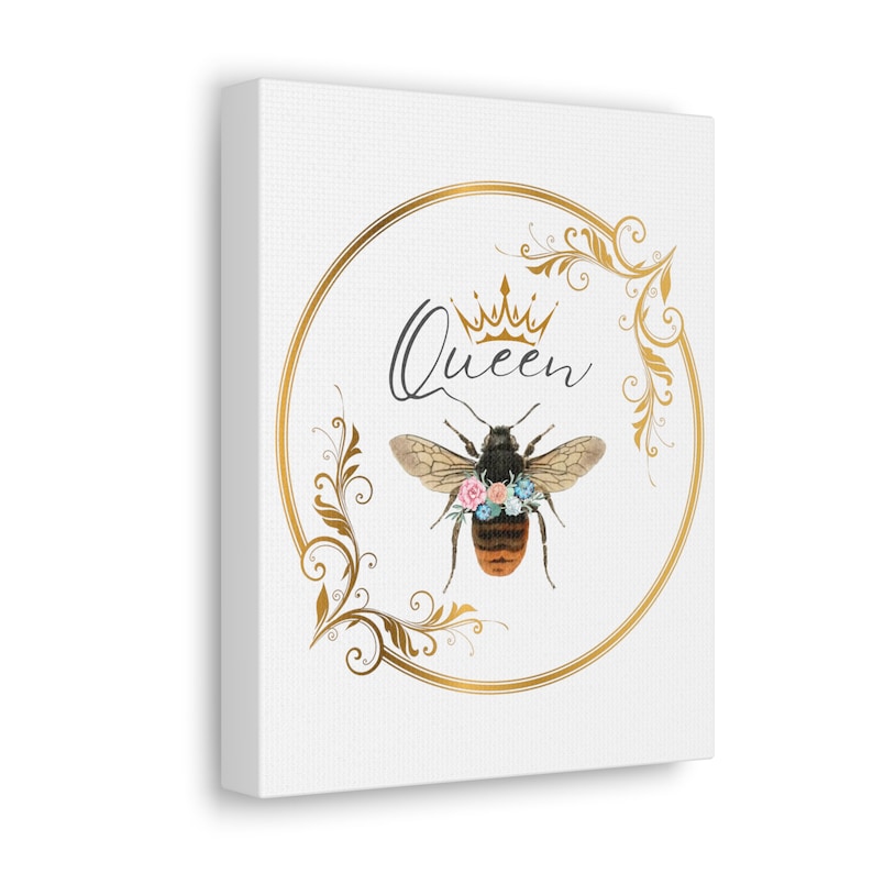 Queen Bee Graphic Canvas Gallery Wraps 8x10, 10x 10', 12x12 Queen Bee Gift Queen Bee Print Queen ...
