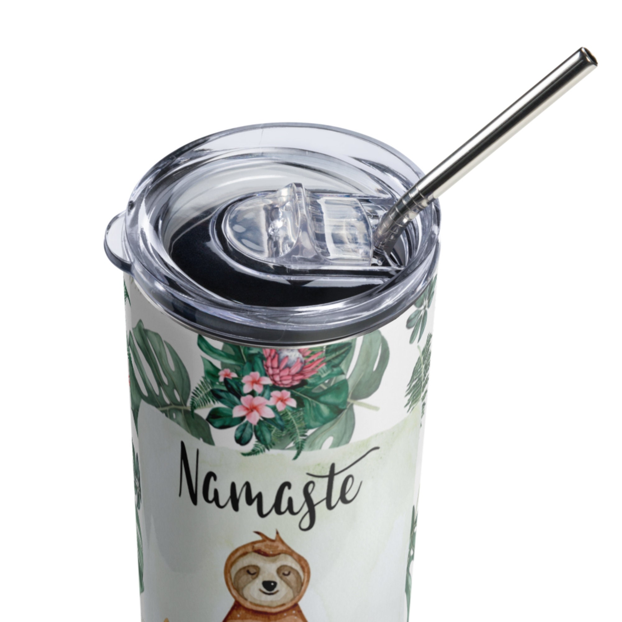Whimsical Namaste Sloth Watercolor Skinny Steel Tumbler With - Etsy