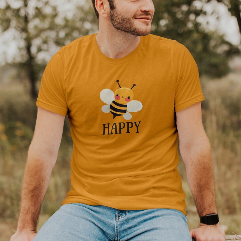 Bee Happy Graphic Unisex Jersey Short Sleeve Tee, Sizes XS-5XL Bee ...