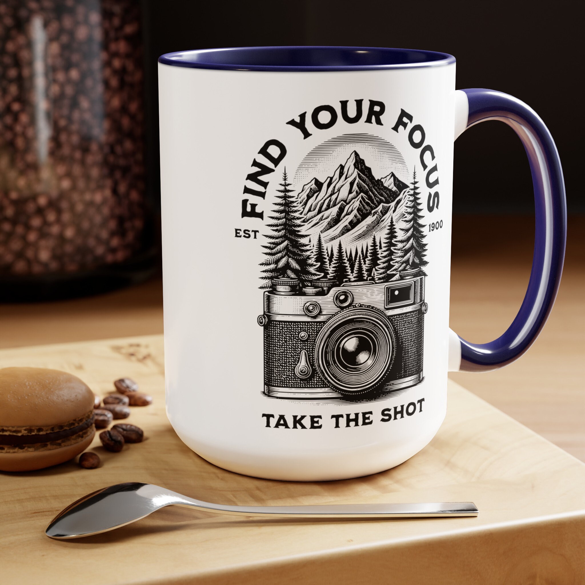 Find Your Focus, Take the Shot Photography Two-tone Coffee Mugs, 15oz ...