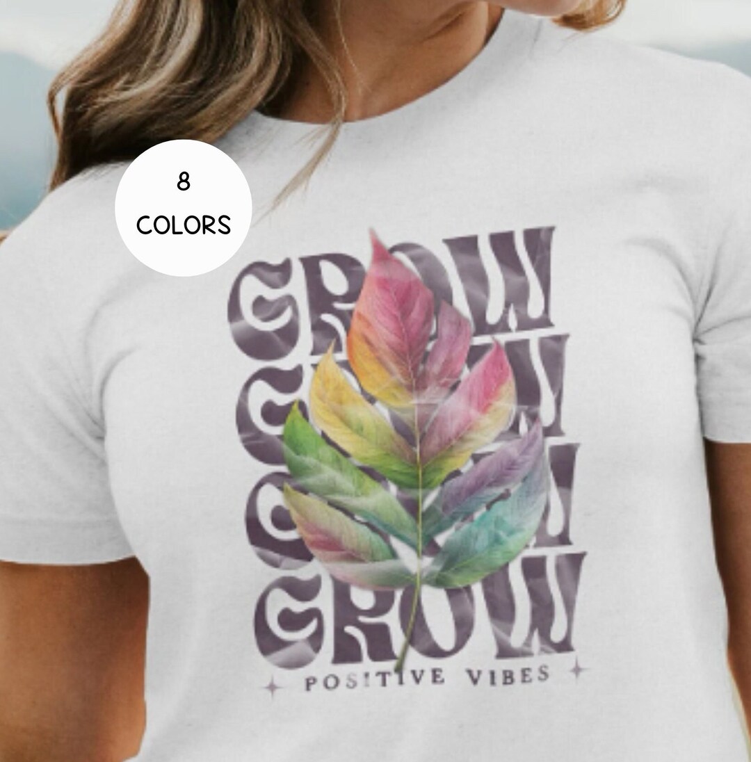 Grow Positive Vibes Watercolor Pastel Leaf Graphic Unisex Jersey Short ...