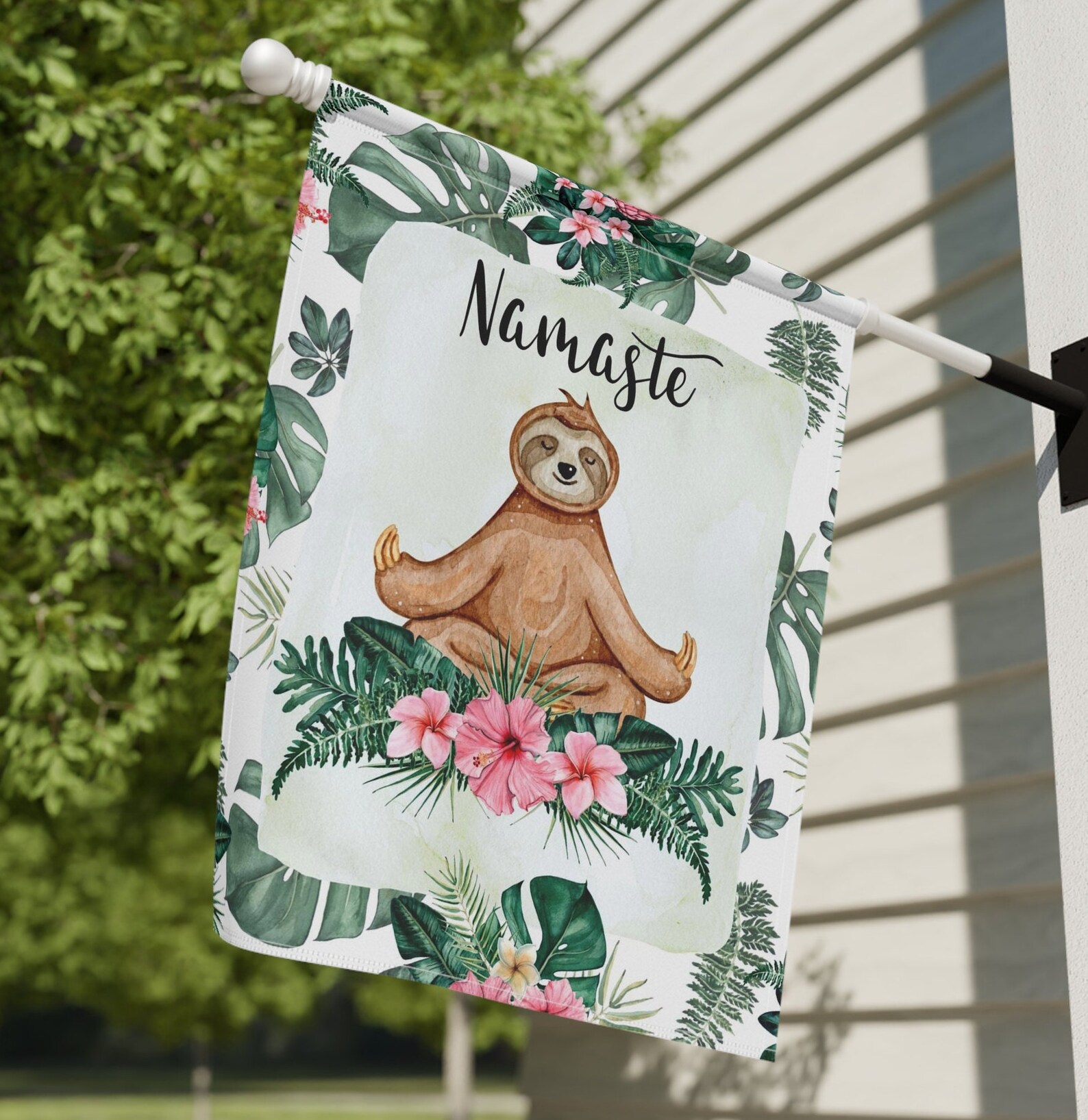 Namaste Sloth Garden & House Banner Two Sizes, Sloth Gifts, Sloth Decor ...