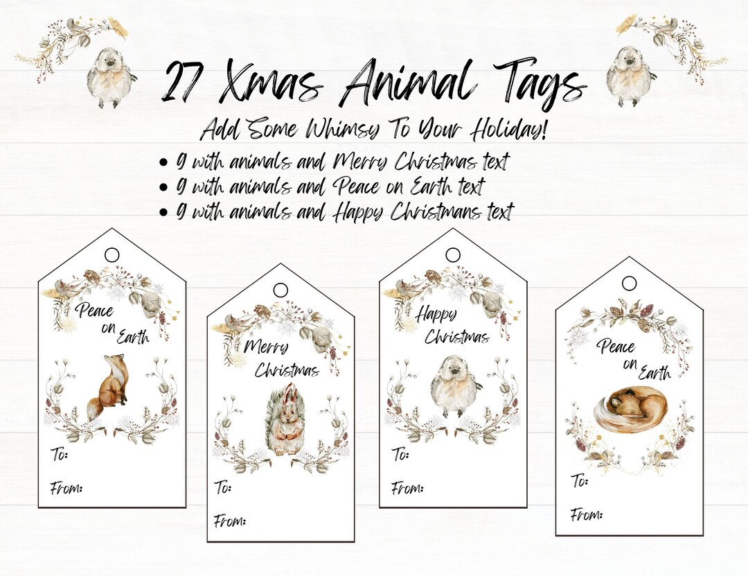 27 Xmas Animal Tags | Christmas Tags | Woodland Creatures | Printable ...