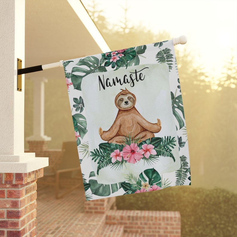 Namaste Sloth Garden & House Banner Two Sizes, Sloth Gifts, Sloth Decor ...
