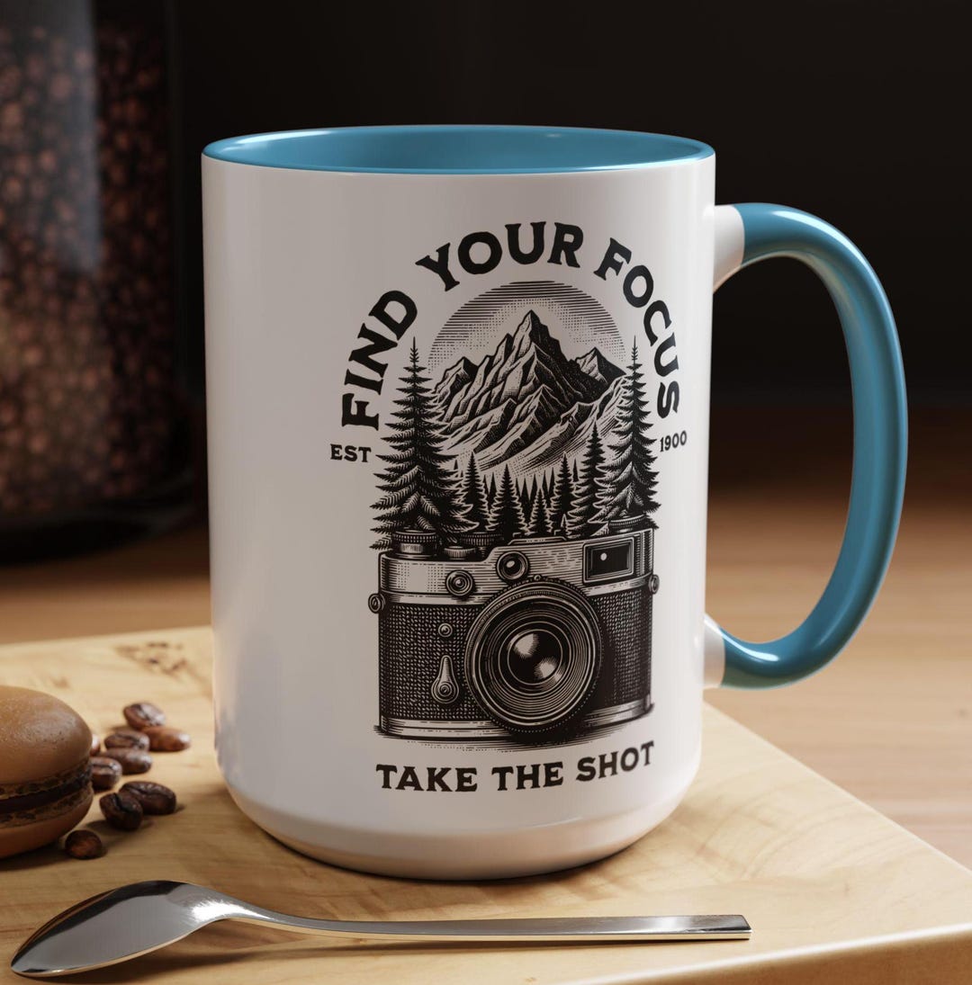 Find Your Focus, Take the Shot Photography Two-tone Coffee Mugs, 15oz ...