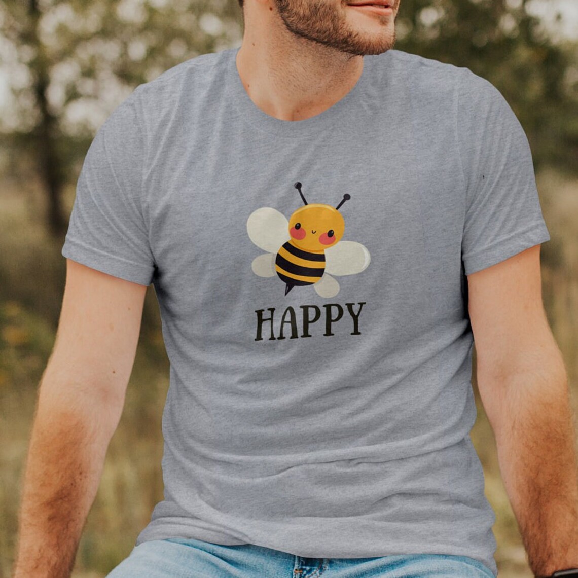 Bee Happy Graphic Unisex Jersey Short Sleeve Tee, Sizes XS-5XL Bee ...