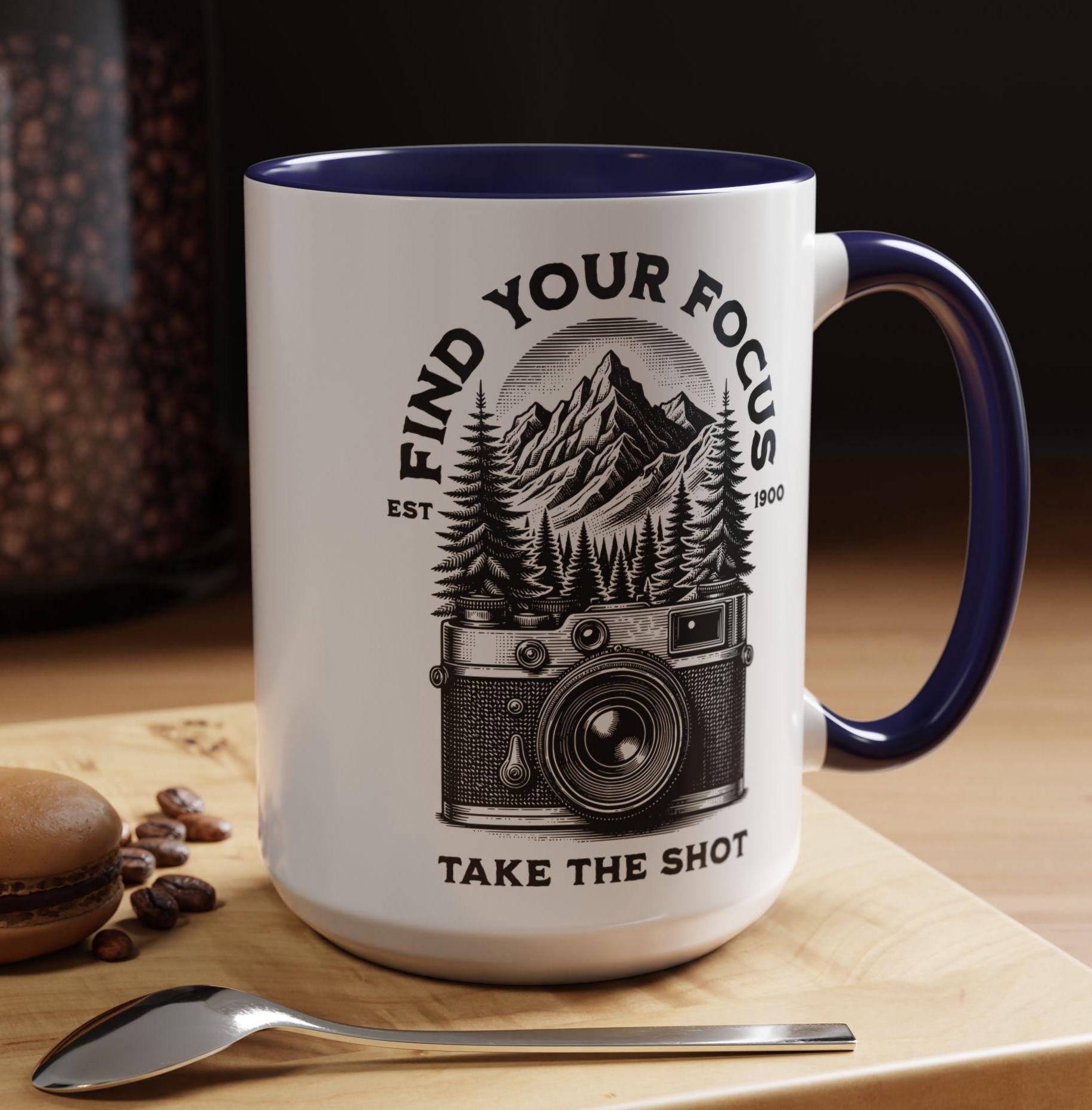 Find Your Focus, Take the Shot Photography Two-tone Coffee Mugs, 15oz ...