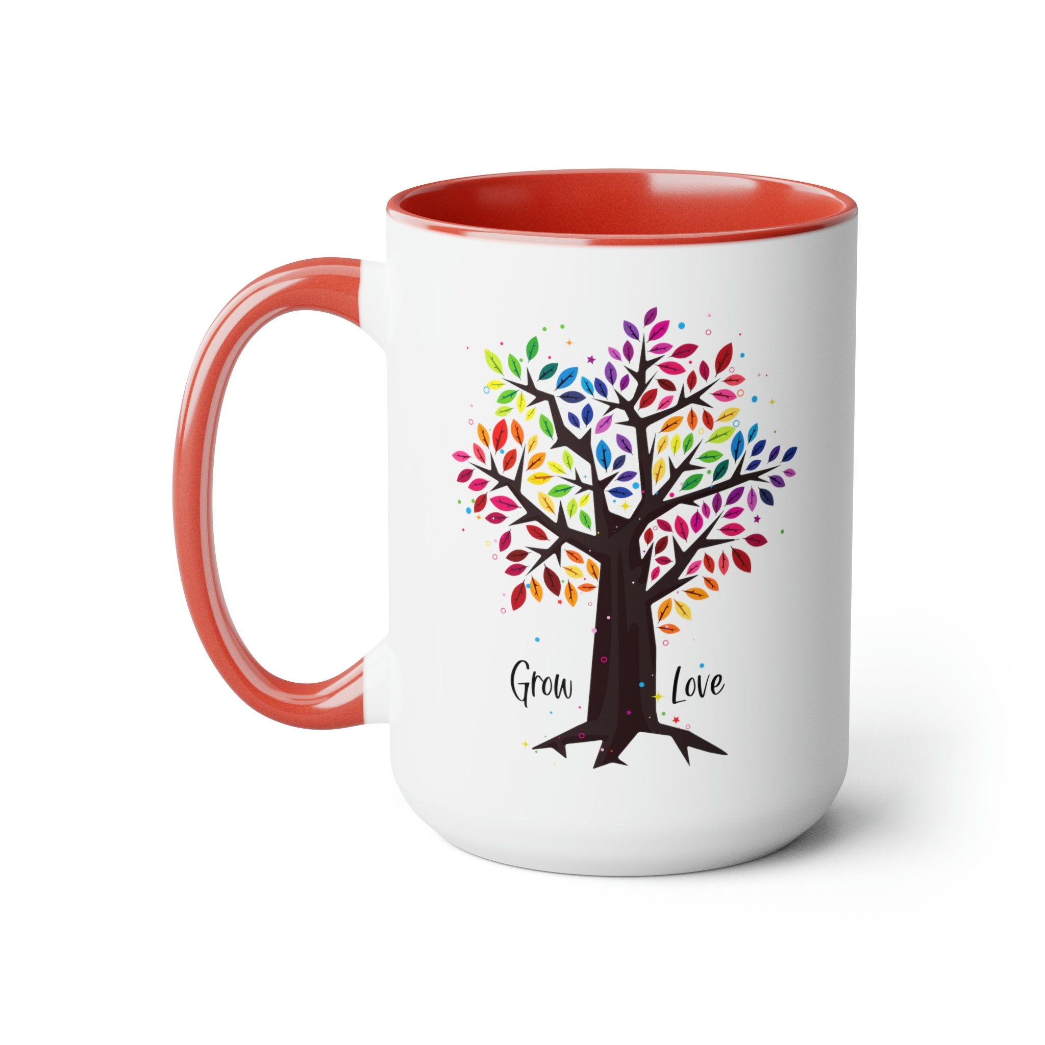Grow Love Rainbow Tree Two-tone Coffee Mugs, 15oz Rainbow Love ...