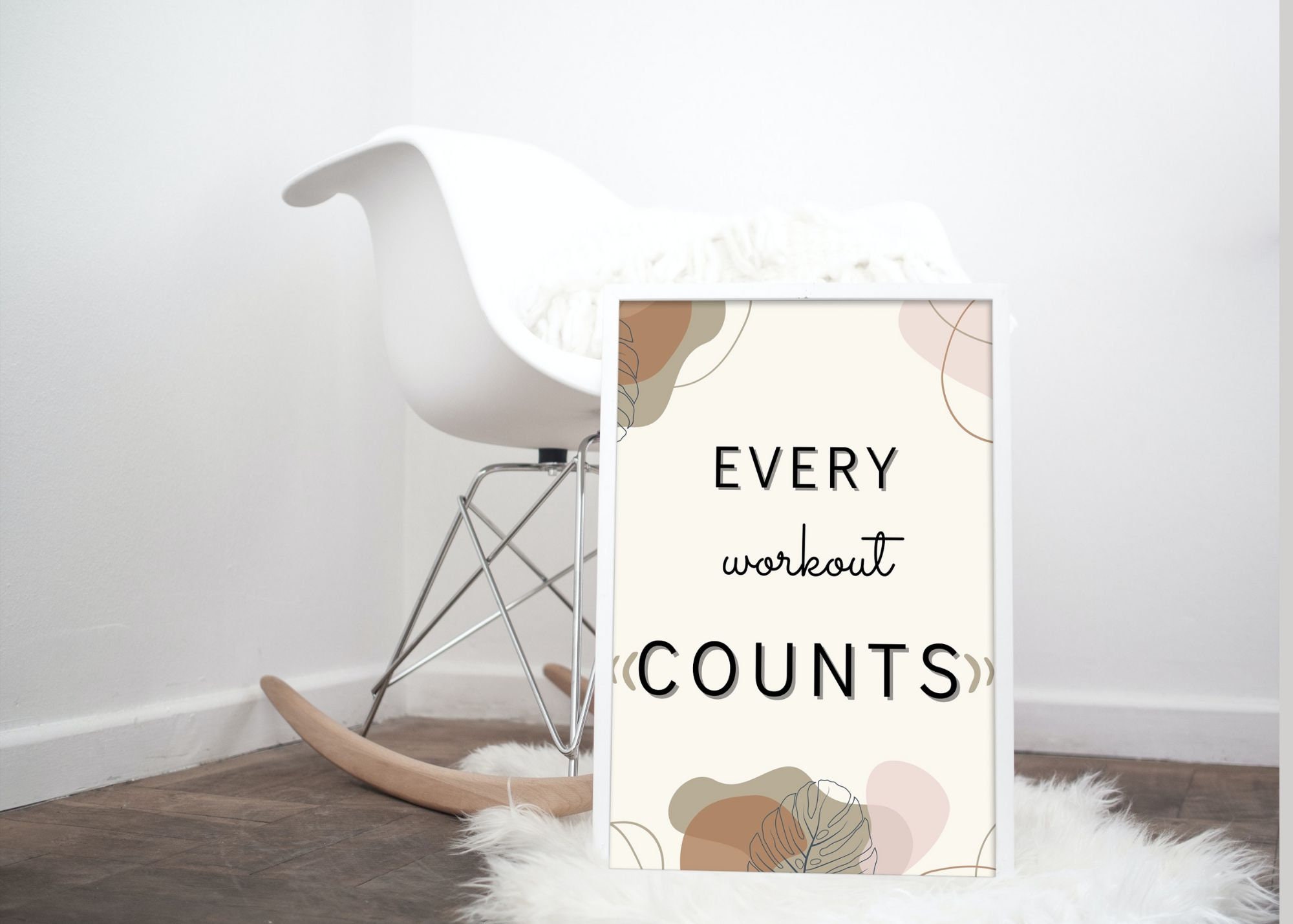 Creamy Neutral Workout Room Motivational Quotes Digital Wall - Etsy