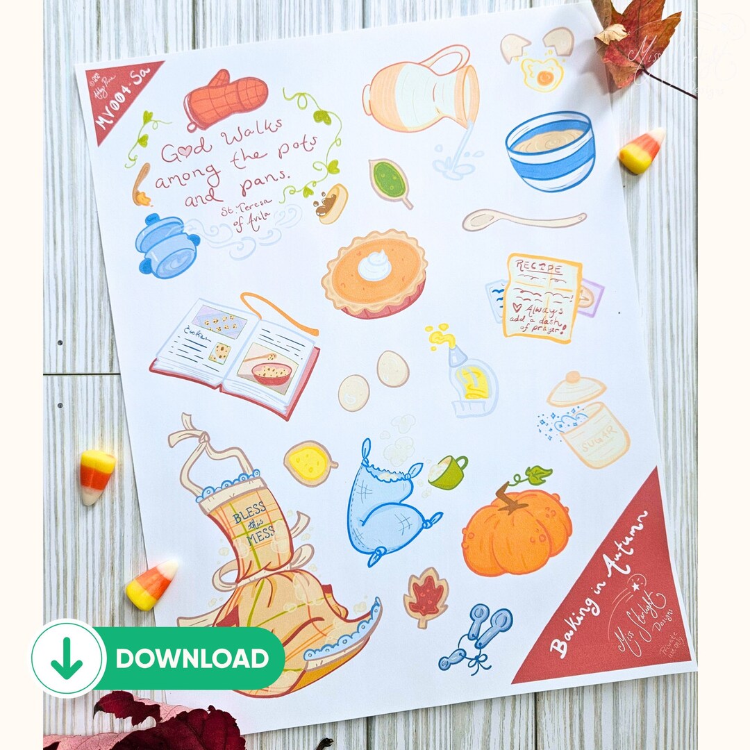 Printable Catholic Sticker Sheet - Memento Vivere - Baking in Autumn ...