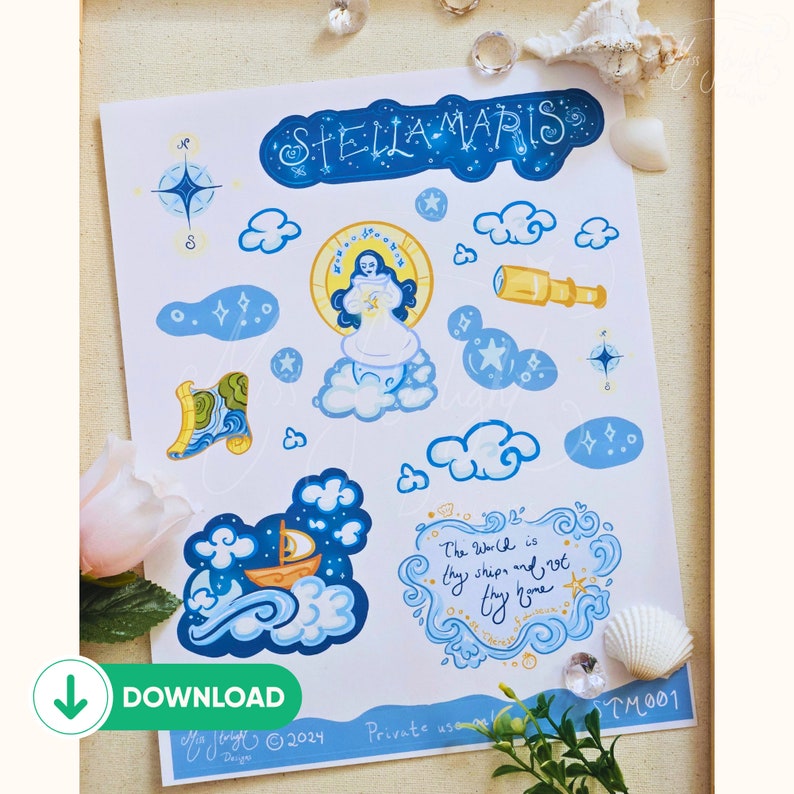 Printable Catholic Sticker Sheet - Stella Maris - Catholic Christian ...