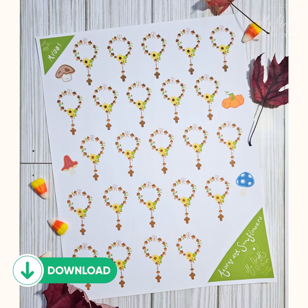 Printable Catholic Rosary Sticker Sheet Memento Vivere - Etsy