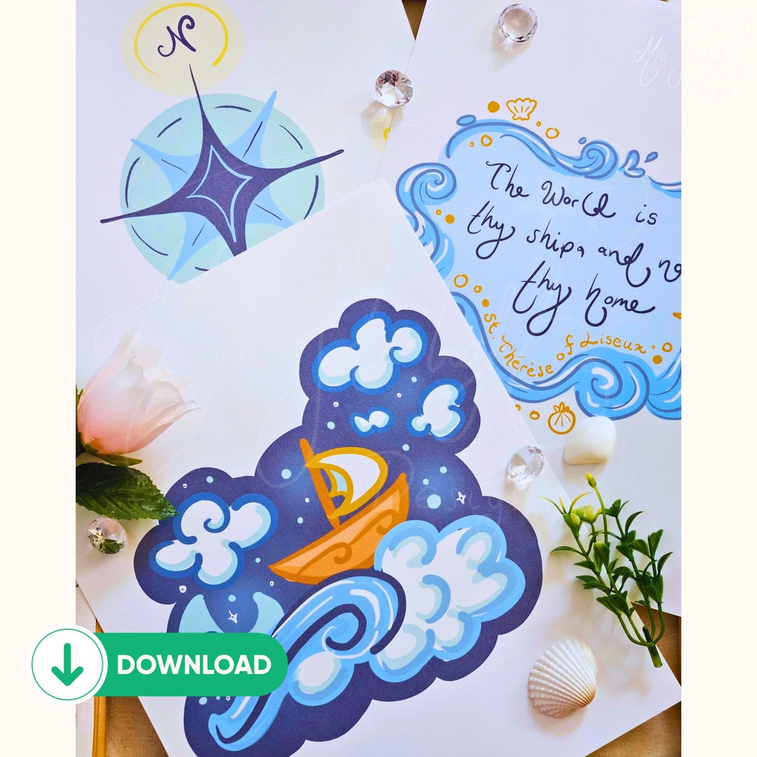 Printable Catholic Art Print Set - Stella Maris - Saint Mary - Catholic ...