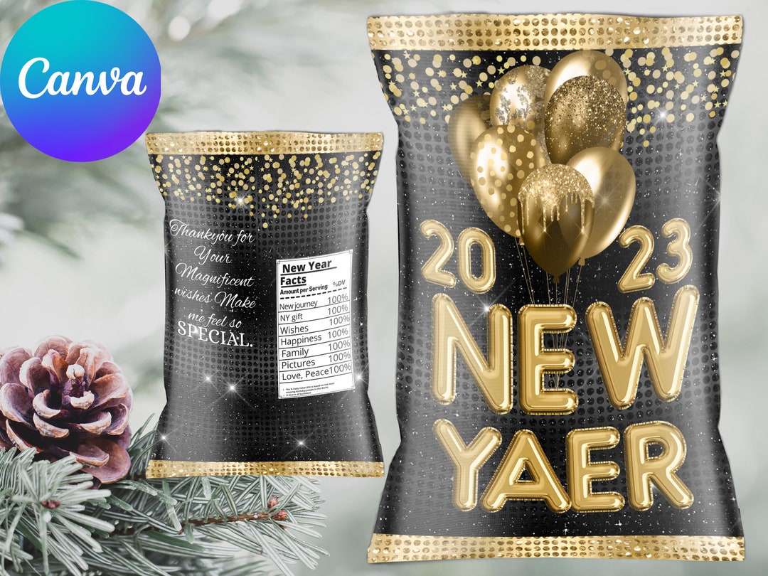 Happy New Year Chip Bag Label, New Years Eve Chip Bag Label, Happy New ...