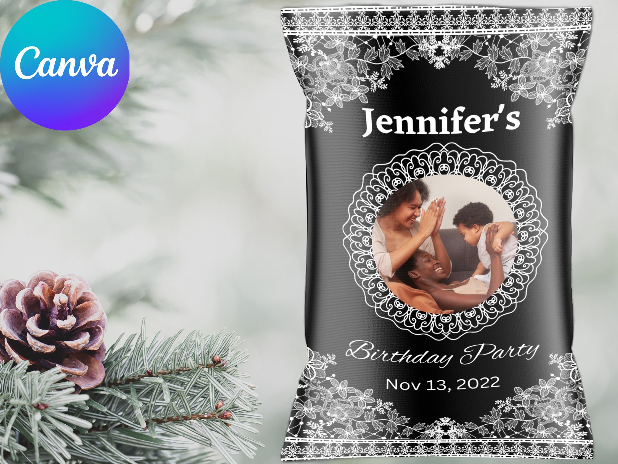 Birthday Chip Bag Template, Chip Bag Wrapper Template, 50th Birthday ...