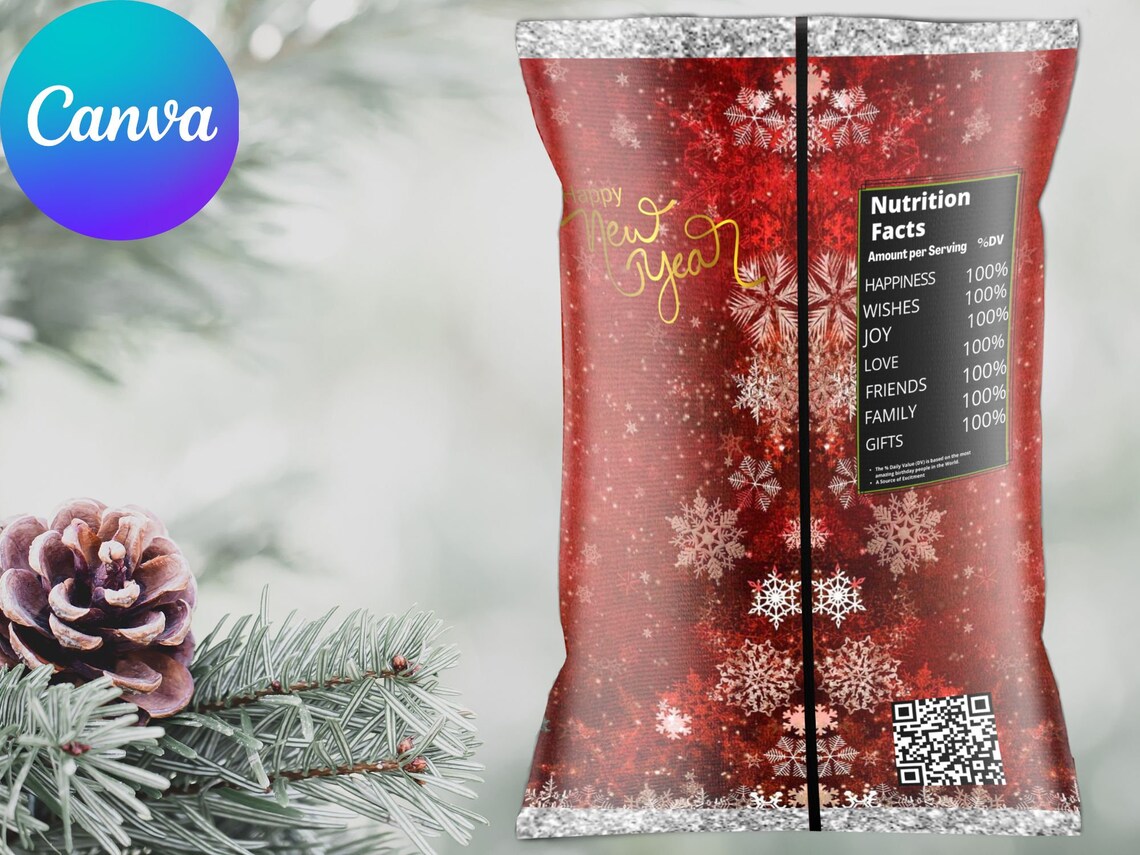 EDITABLE Christmas Chip Bag Wrapper Template. Cute Little Penguin ...