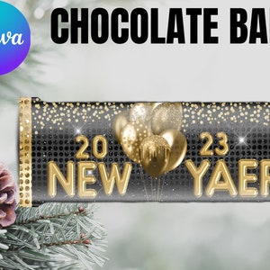 EDITABLE Happy 2023 New Year Chocolate Candy Bar Wrapper Personalised ...
