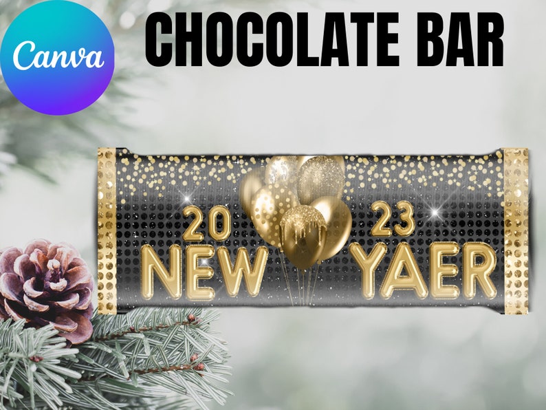 EDITABLE Happy 2023 New Year Chocolate Candy Bar Wrapper Personalised ...