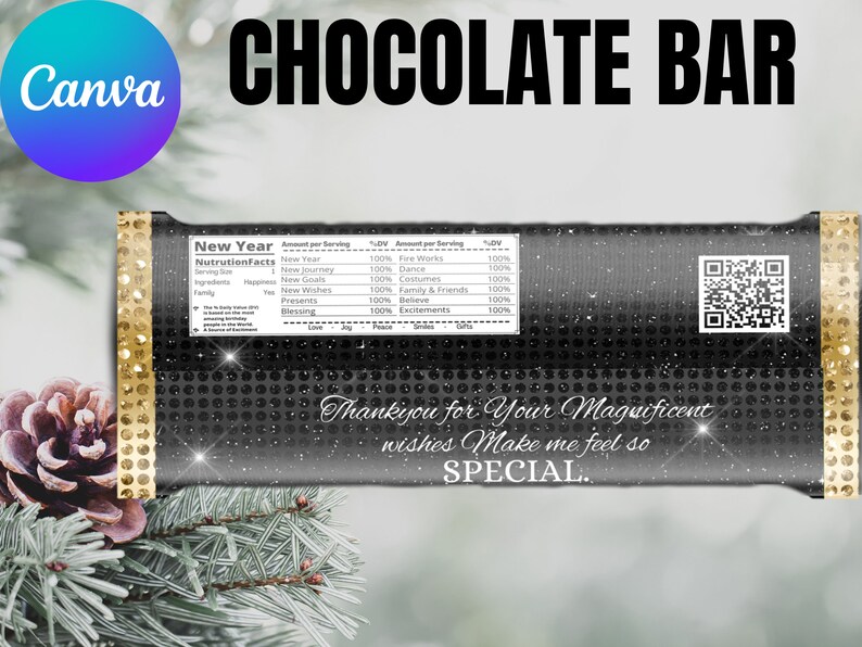 PRINTABLE Candy Bar Wrapper Templates, Happy New Year, 2023, Gold ...