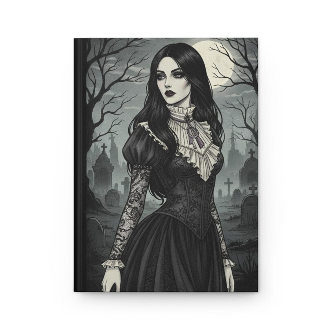 Gothic Vampire Woman Hardcover Journal | Matte Notebook, Cemetery Moon ...
