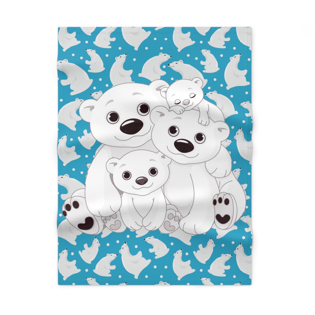 Soft Fleece Baby Blanket. Cute Polar Bear Family Nursery - Etsy