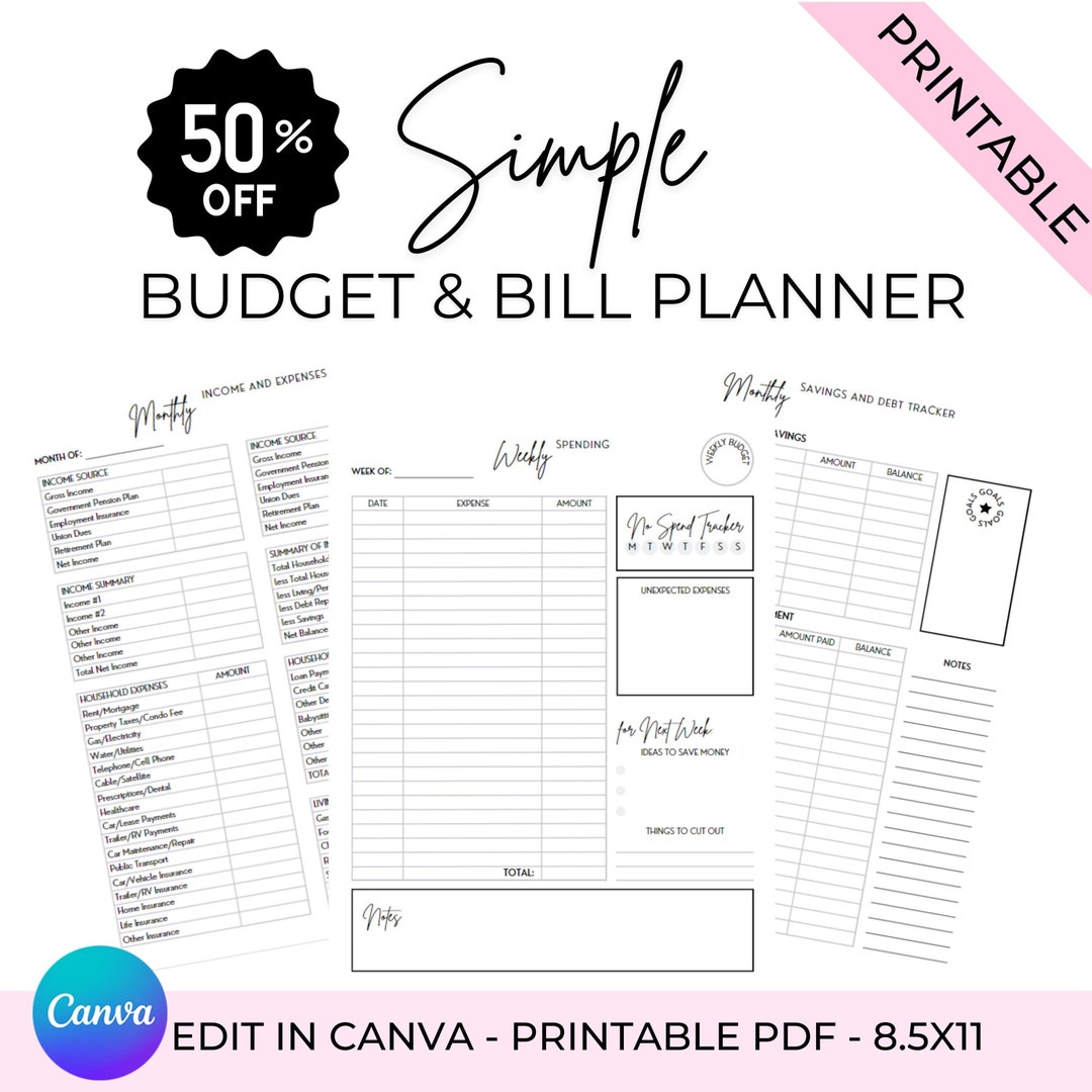Simple Budget Planner, Bill Tracker, Weekly Budget, Debt Payoff Tracker ...