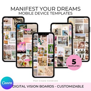Digital Vision Board, Vision Board Template Canva, 2025 Vision Board ...