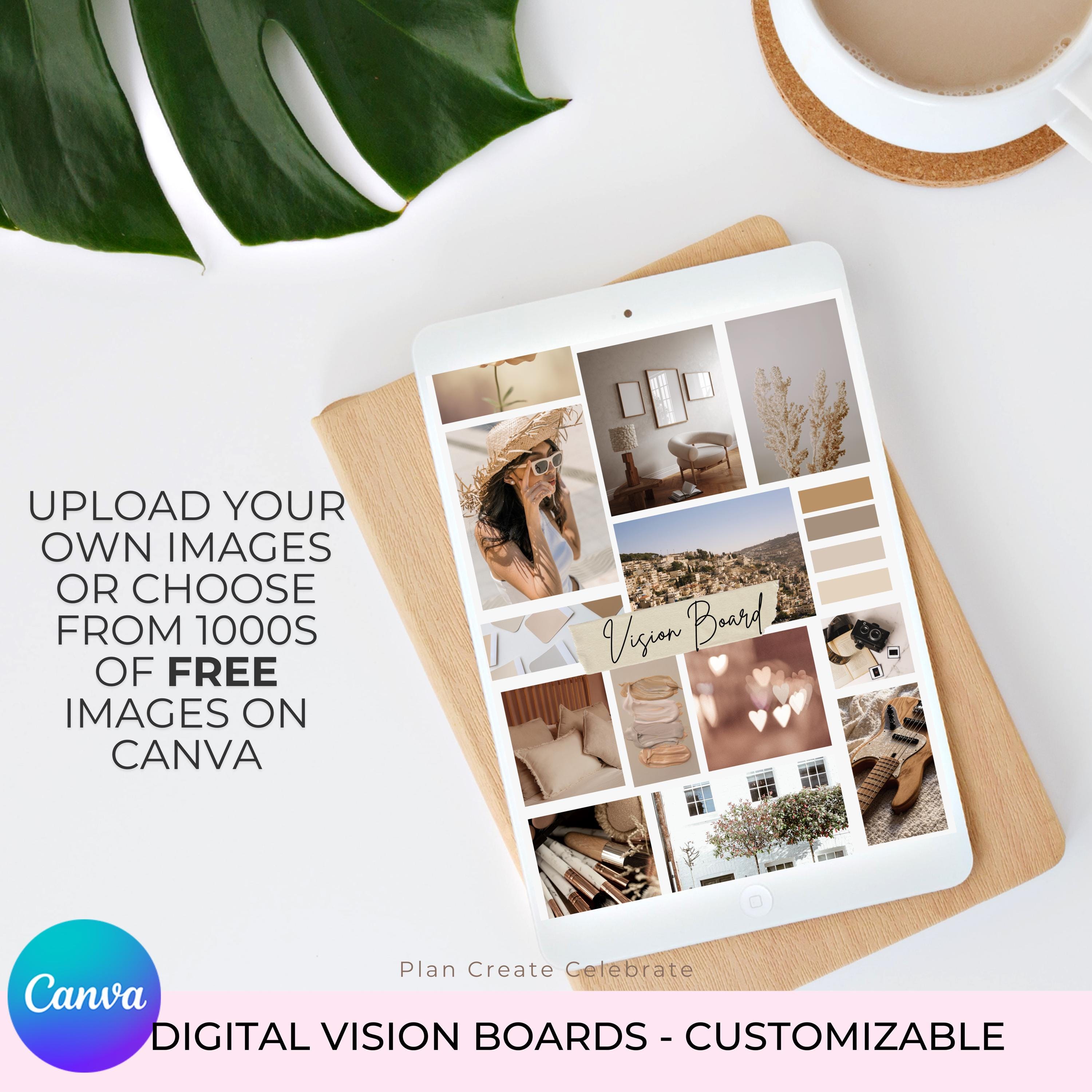 Digital Vision Board, Vision Board Template Canva, 2025 Vision Board ...