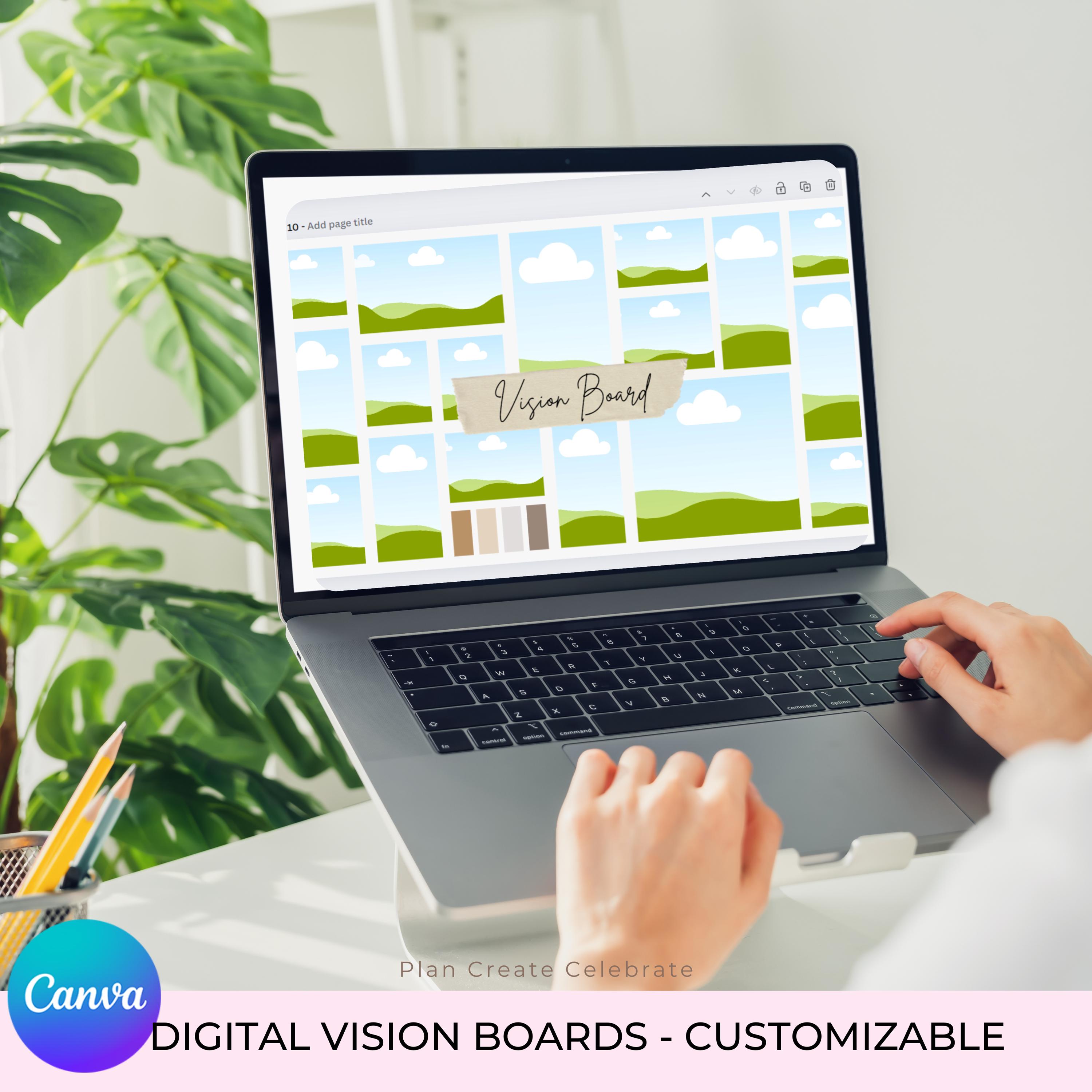 Digital Vision Board, Vision Board Template Canva, 2025 Vision Board ...