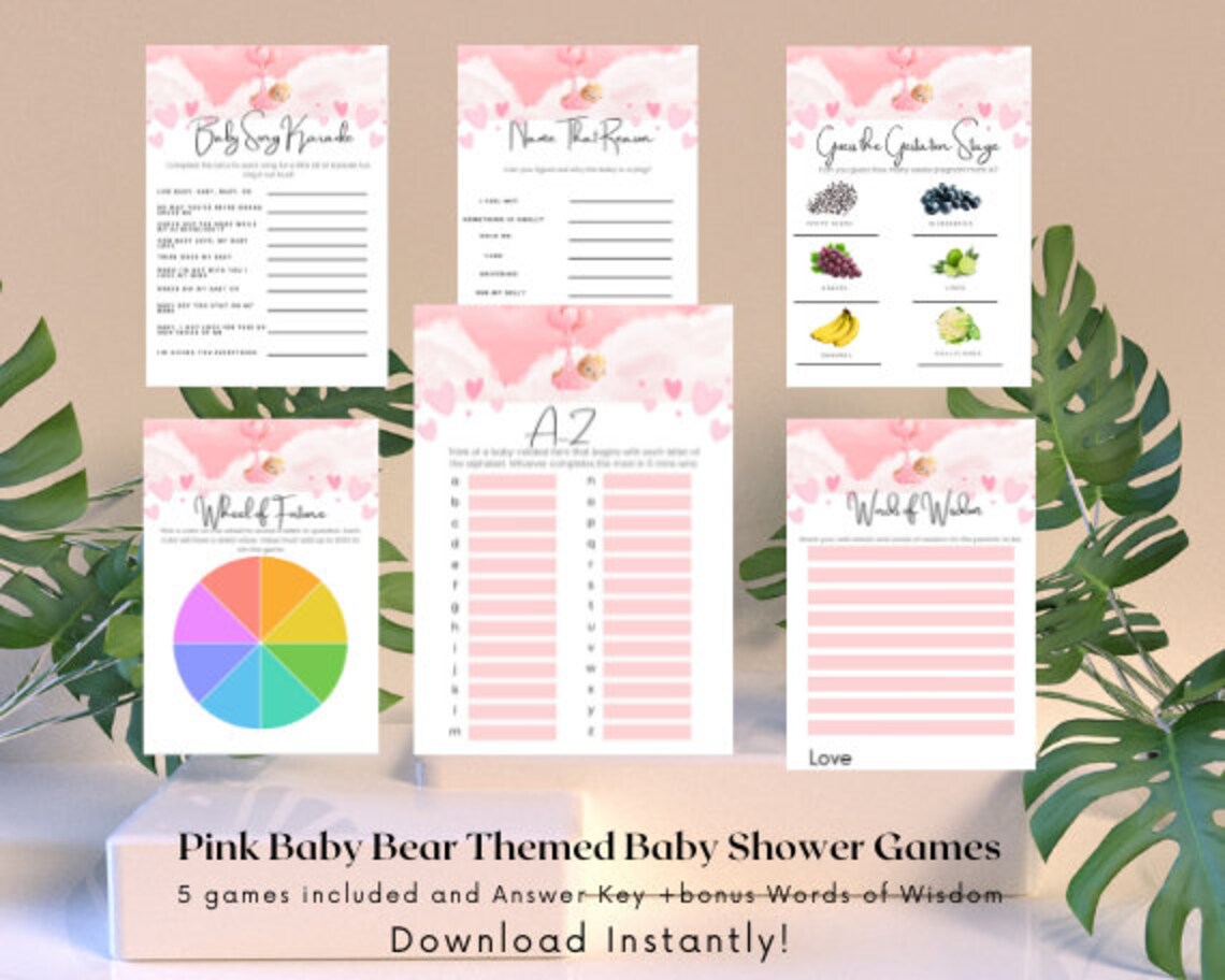 Pink Elephant Baby Shower, Baby Girl , Baby Shower Games, Games, Fun ...
