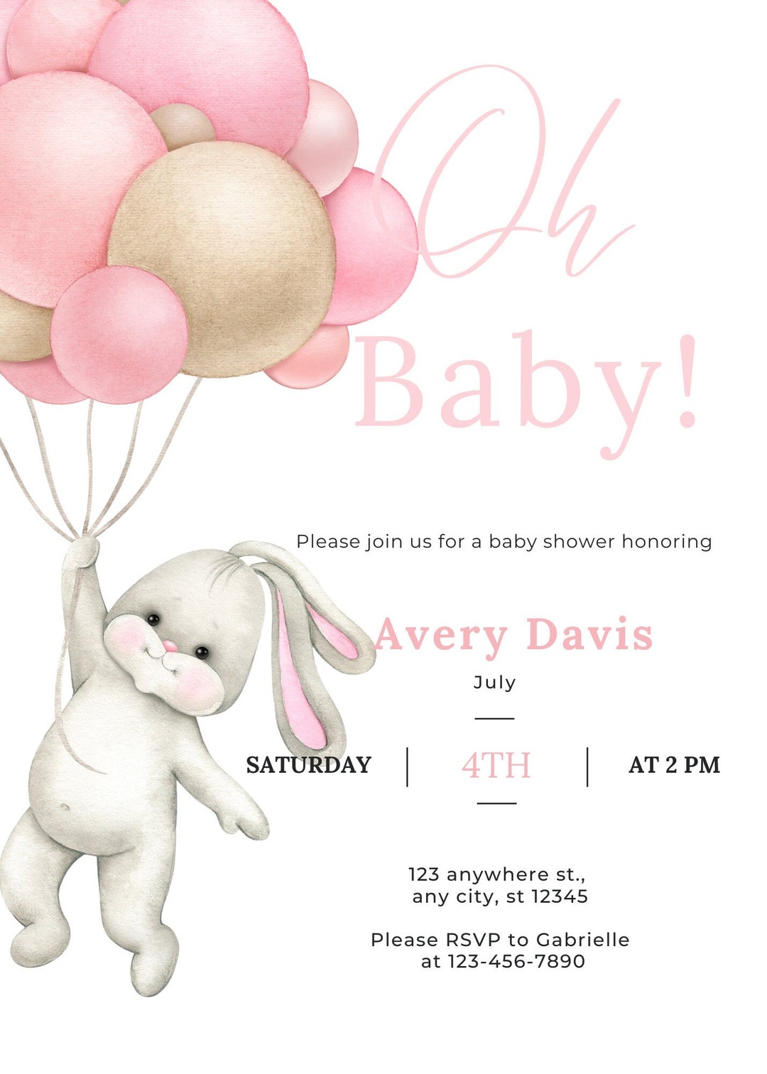 Baby Shower Invitations, Baby Shower Evites, Oh Boy, Oh Girl, Pink ...