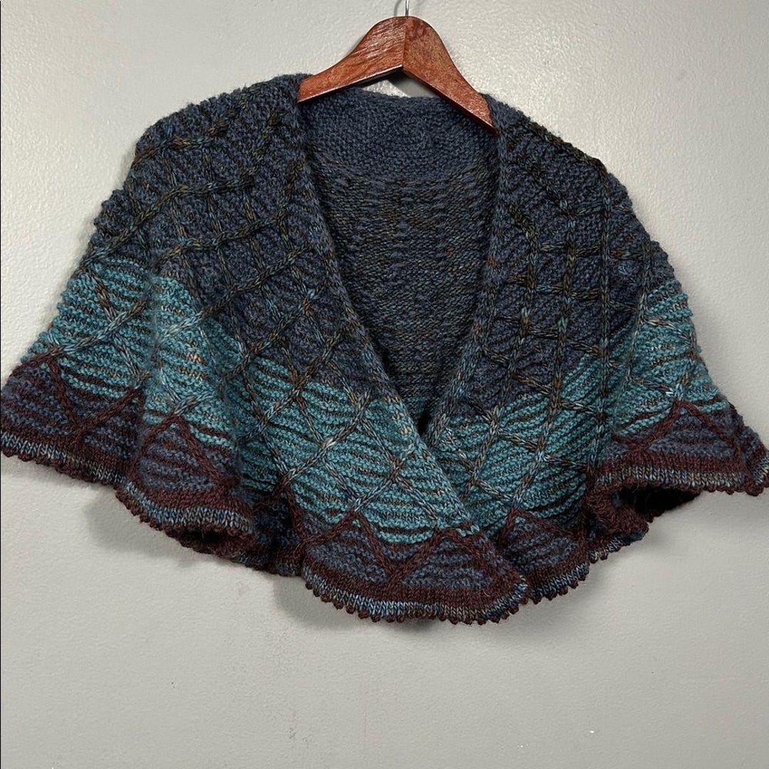 Vintage Handmade Knit Wrap Shawl - Etsy