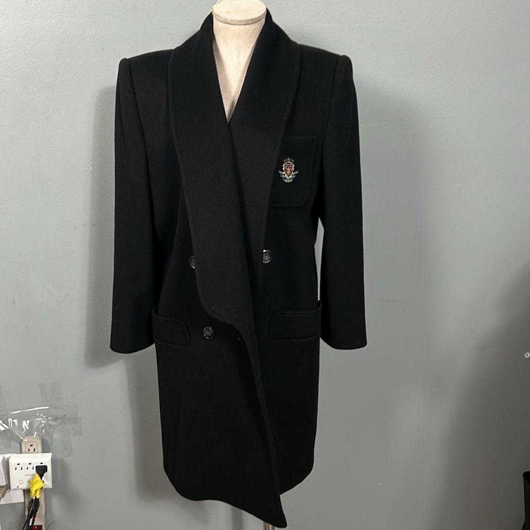 Vintage Black Mid- Length Wool Blend Coat Size Small to Medium - Etsy