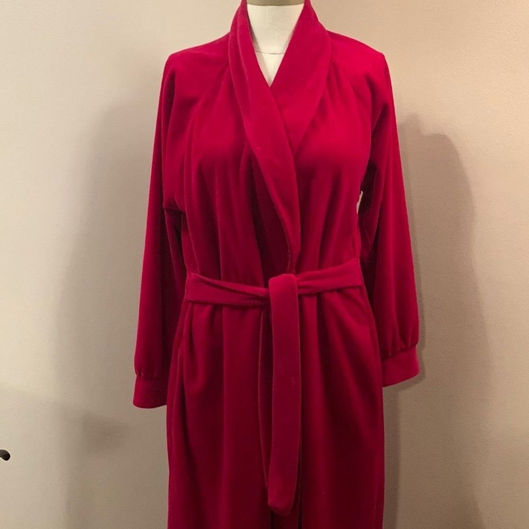 Vintage Evelyn Pearson Cherry Red Velvet Robe Size Small - Etsy