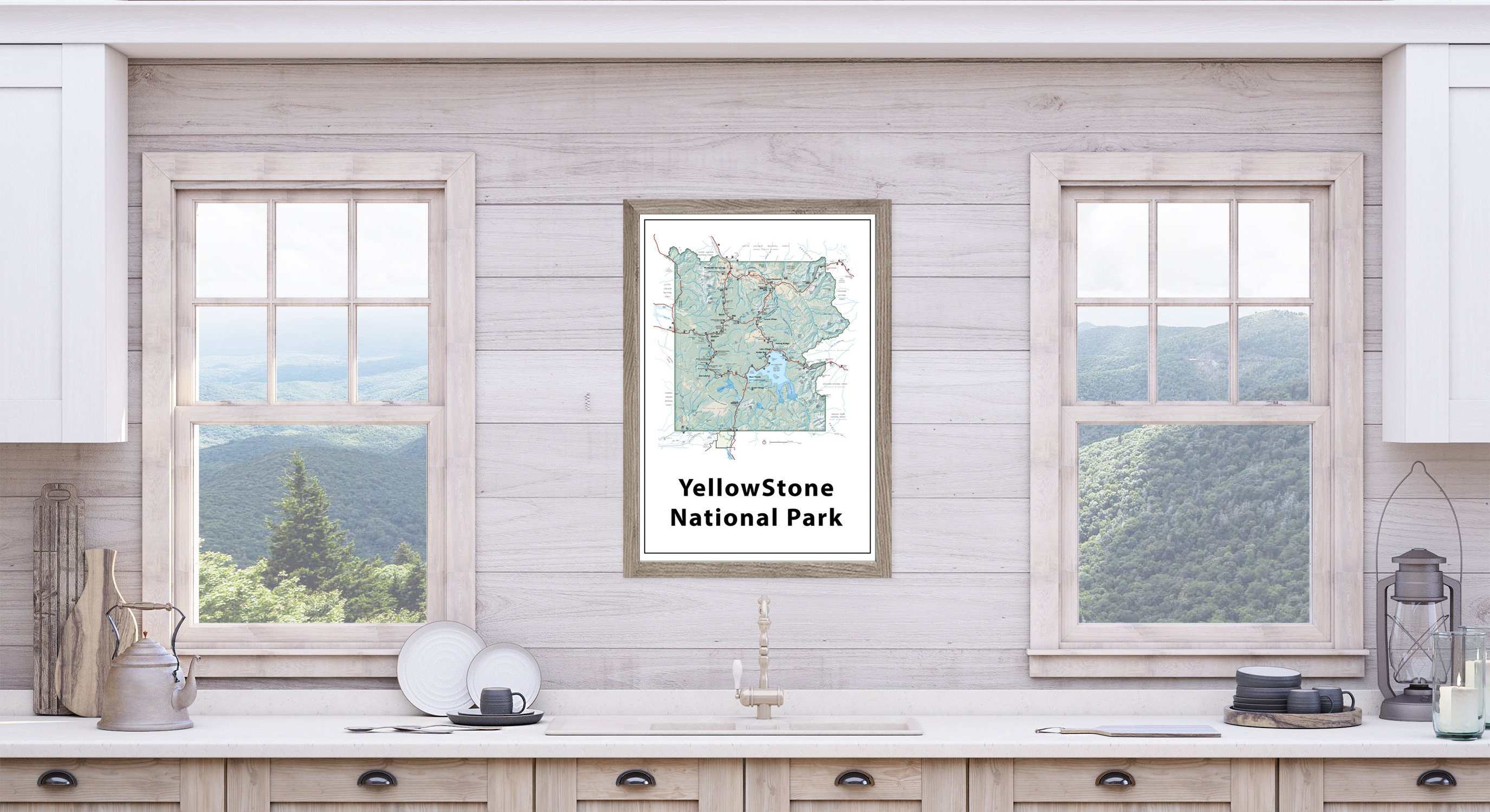 Custom National Park Map Poster - Yellowstone - Digital Download - Map ...
