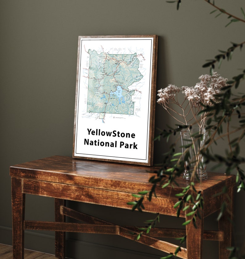 Custom National Park Map Poster - Yellowstone - Map Poster - 20"x30" - Etsy