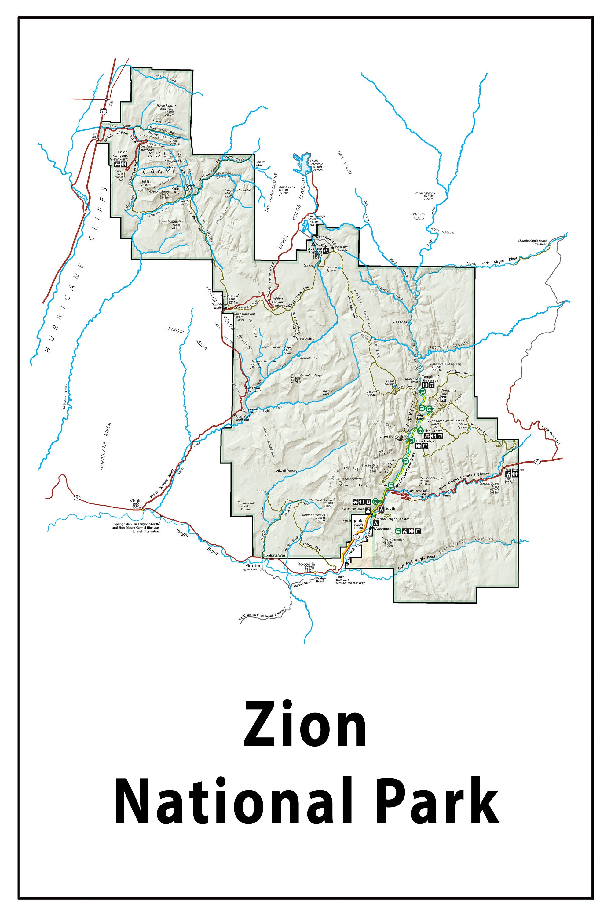Custom National Park Map Poster - Zion - Map Poster - 20"x30" - Etsy
