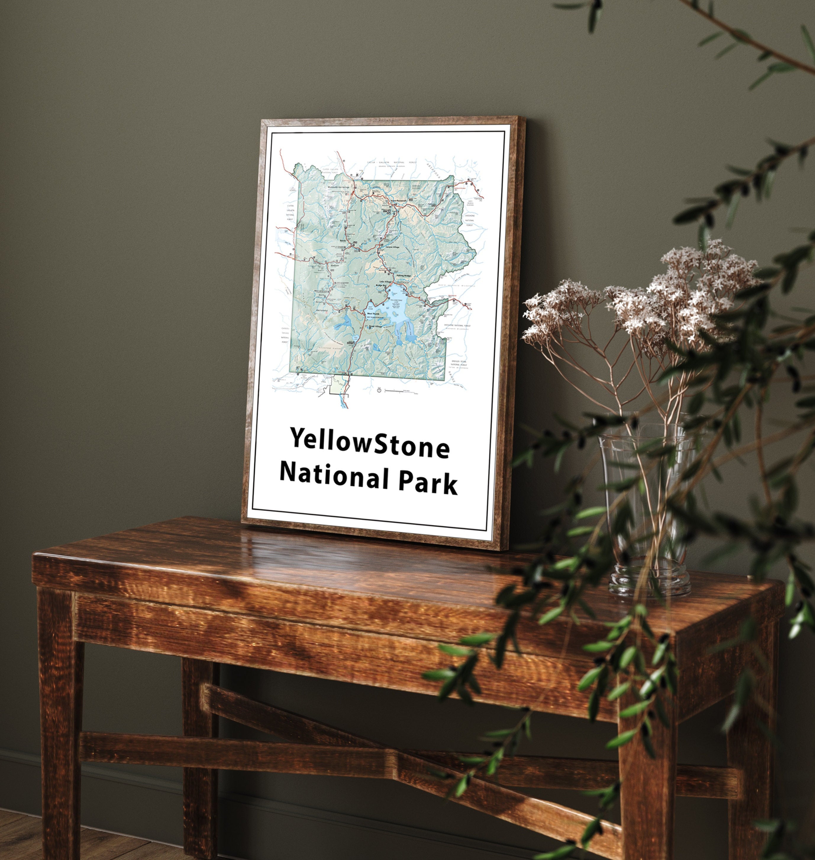 Custom National Park Map Poster - Yellowstone - Digital Download - Map ...